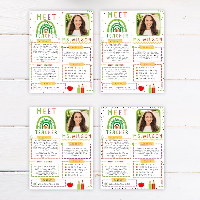 Meet the Teacher Editable Template Teacher Boho Rainbow Teacher Canva ...