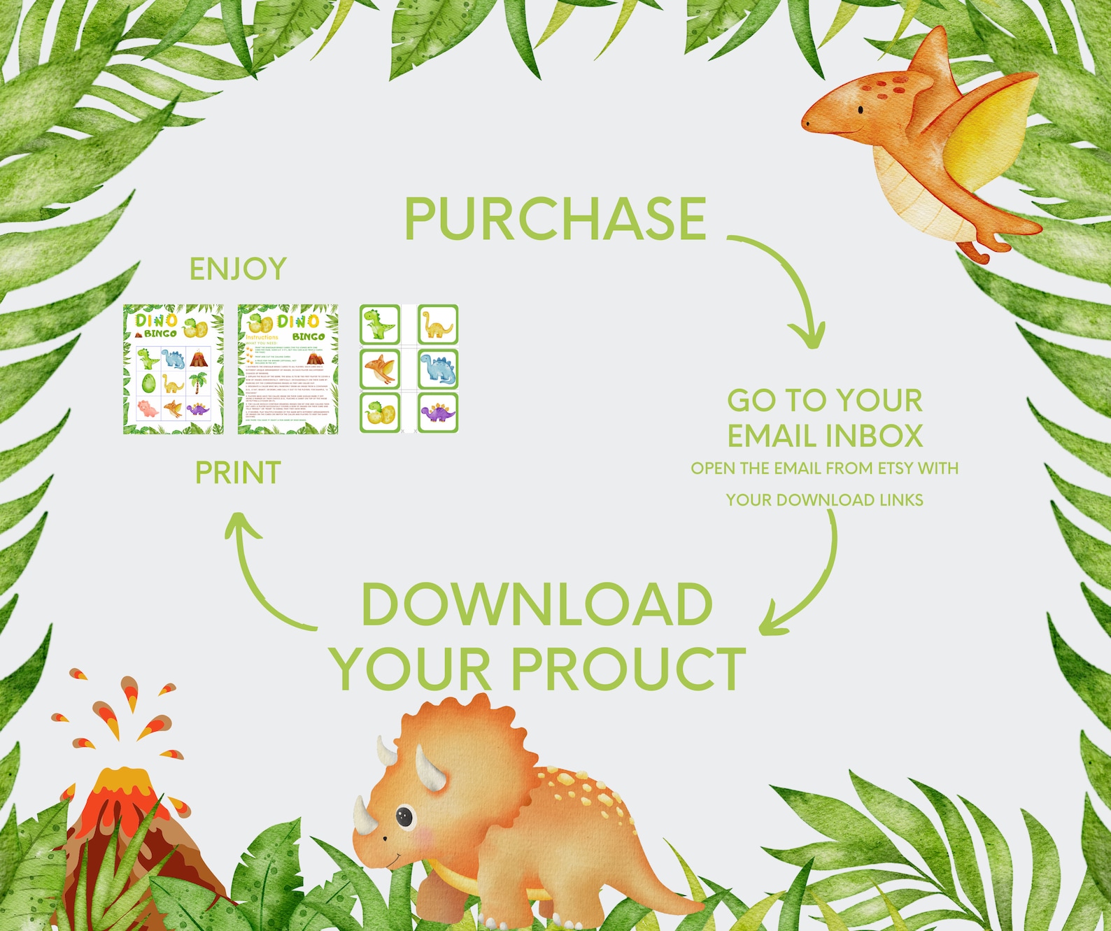 Toddler Dinosaur Bingo Game Toddlers Dinosaur Birthday Party Game ...