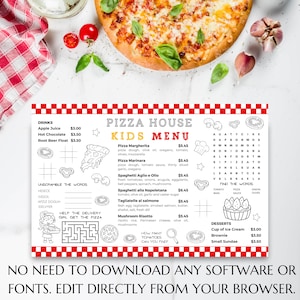 Kids Pizza Menu Template Restaurant Menu Template Editable Kids Menu ...
