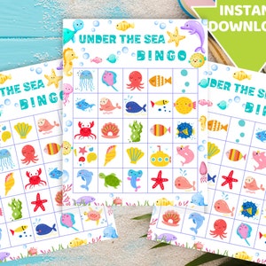 Under the Sea Birthday Bingo Ocean Party Bingo Game Kids Ocean Games ...