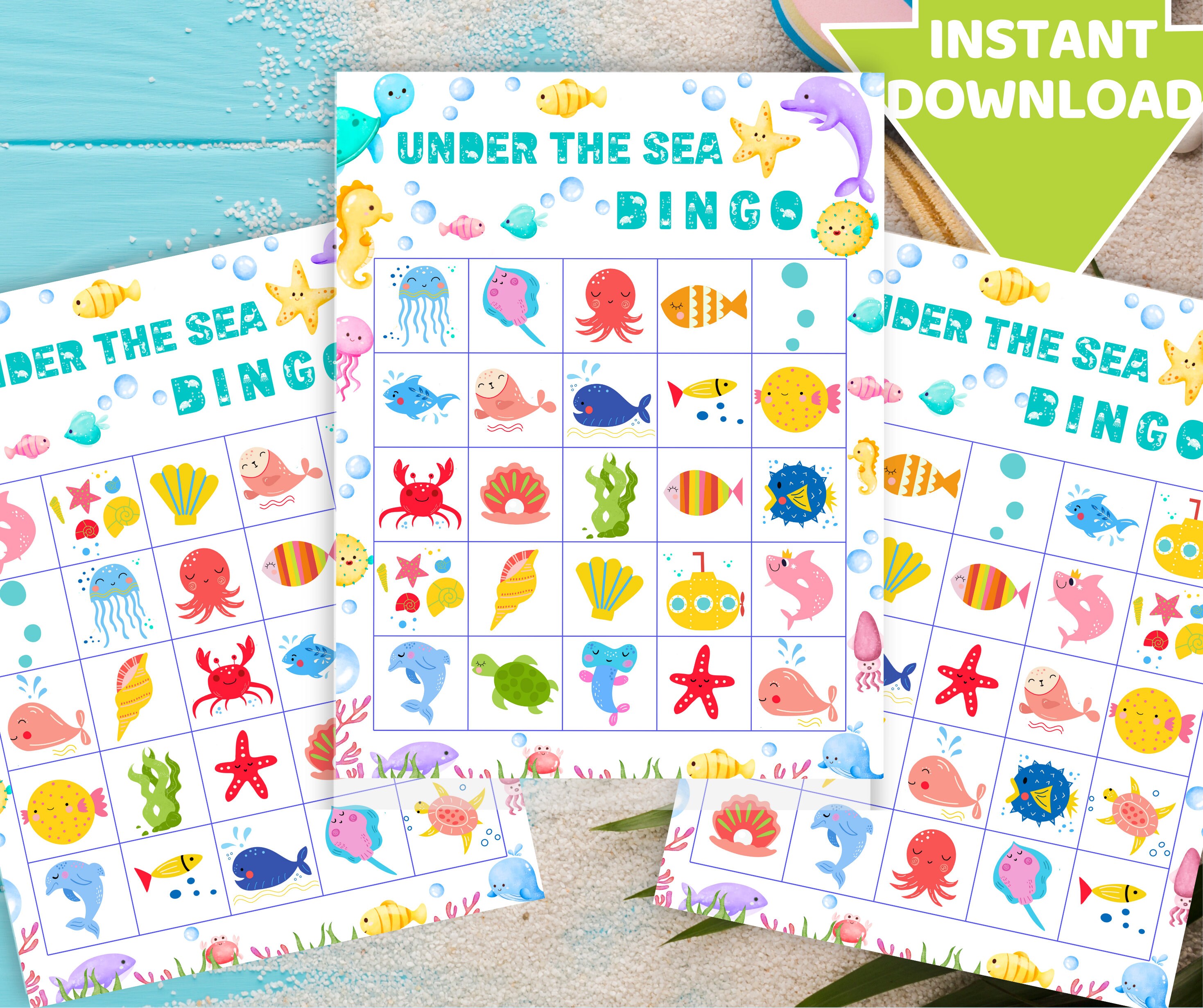 Under the Sea Birthday Bingo Ocean Party Bingo Game Kids Ocean Games ...