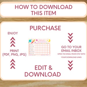 Editable Space Reward Chart Printable Behavior Chart Daily Chore Chart ...