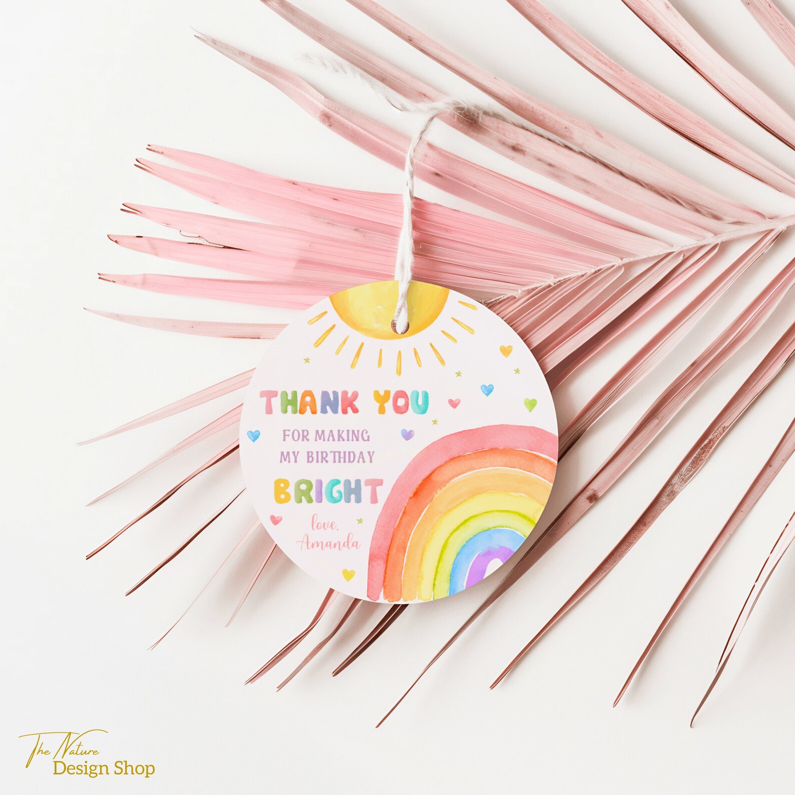 Editable Rainbow Favor Tag Rainbow Thank You Tag Rainbow Birthday Favor ...