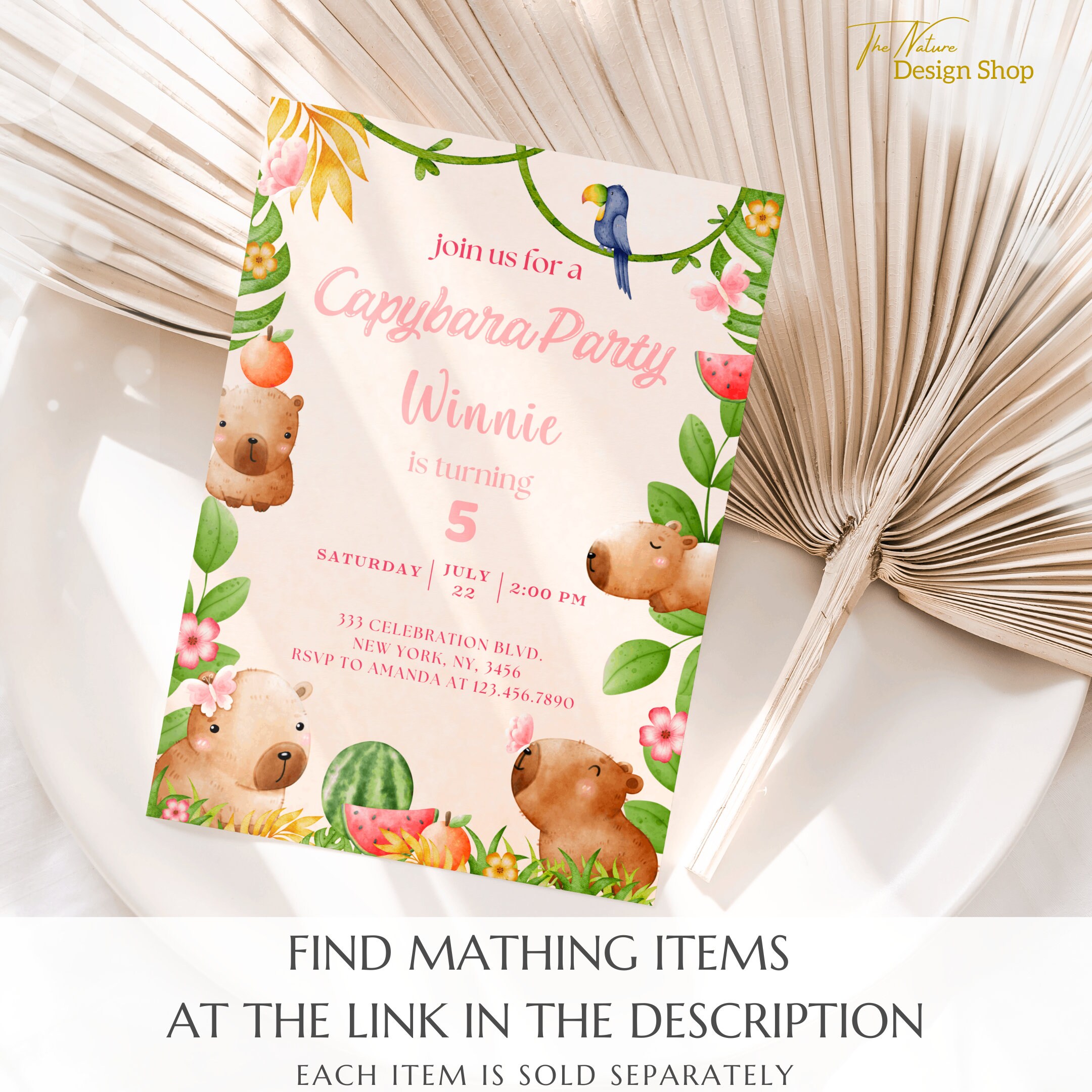 Editable Capybara Birthday Tag Capybara Favor Tags Capybara Thank You ...