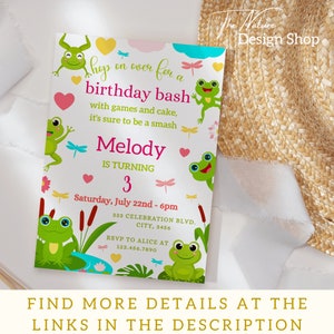 EDITABLE Frog Birthday Bundle Frog Invitation Frog Thank You Tag Frog ...