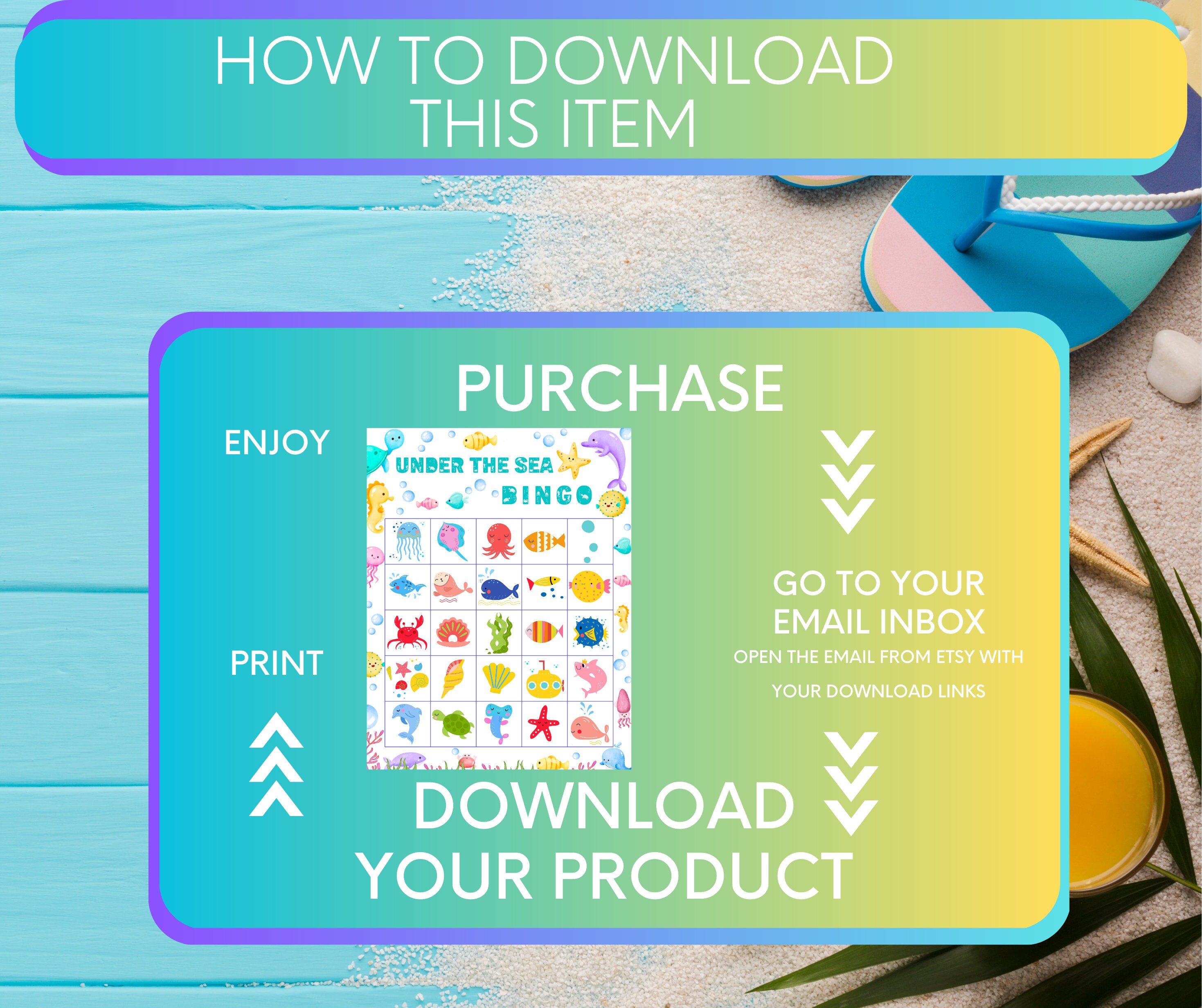 Under the Sea Birthday Bingo Ocean Party Bingo Game Kids Ocean Games ...