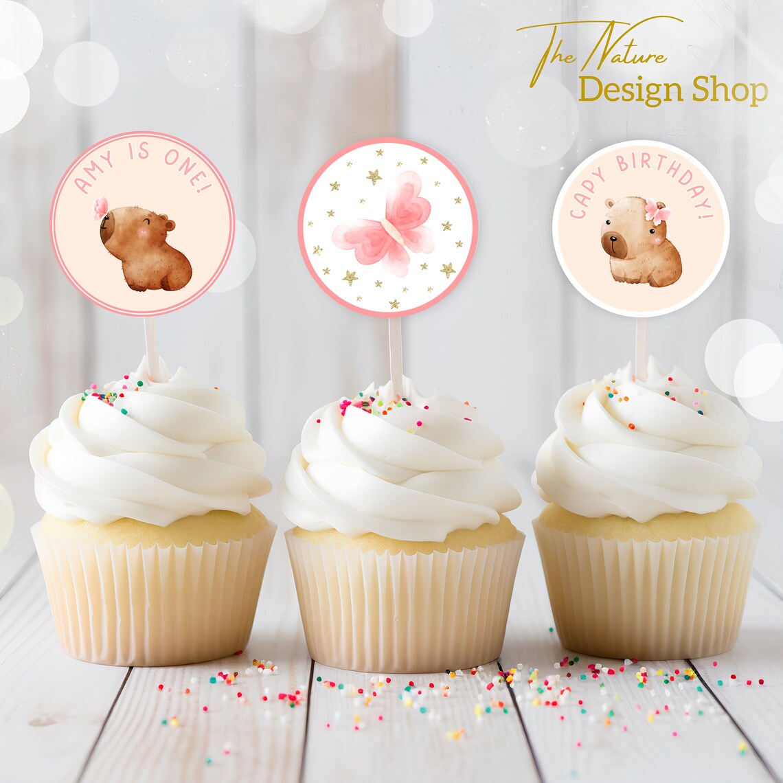Editable Capybara Birthday Cupcake Toppers Capybara Cake Topper Girl ...