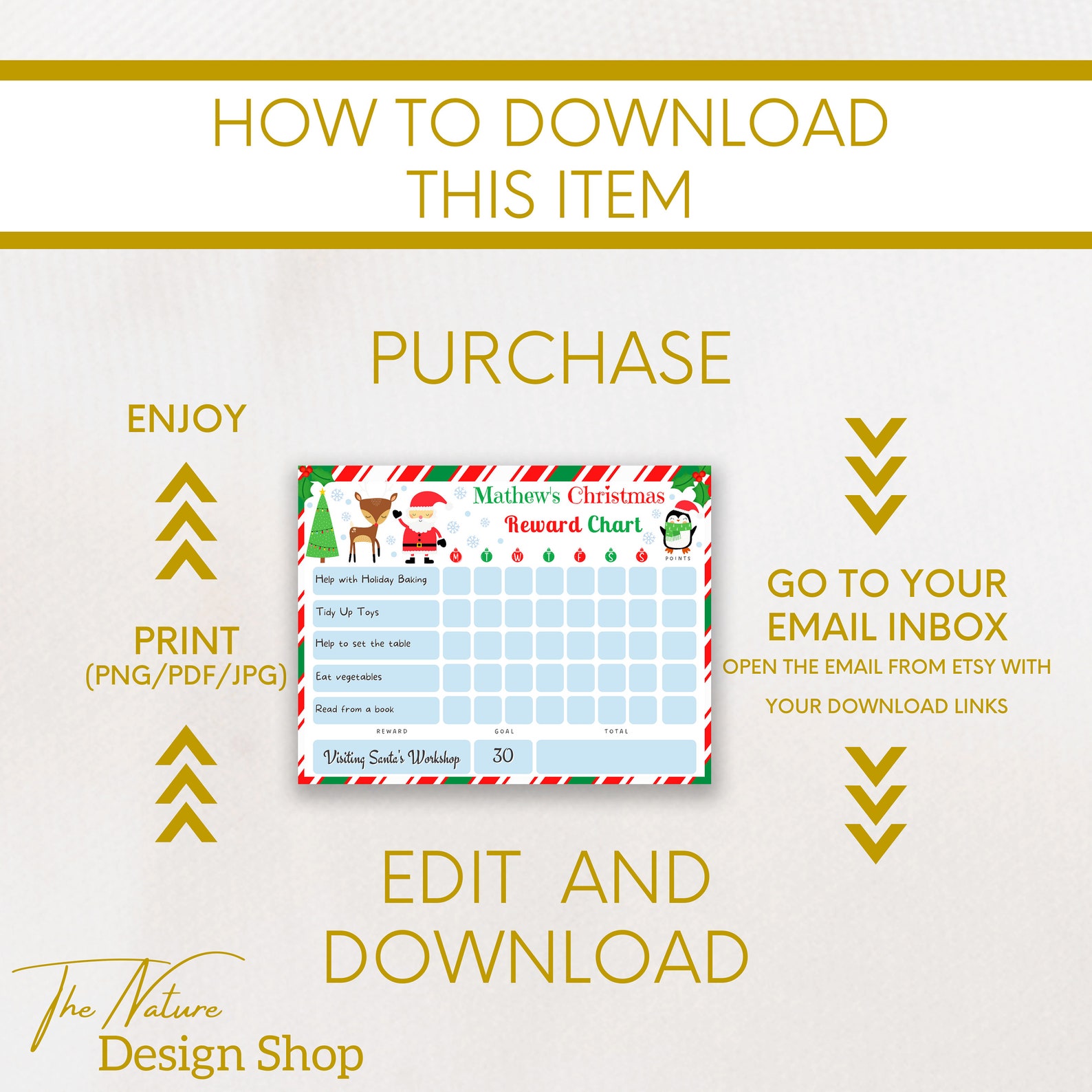 Editable Christmas Reward Chart for Kids Daily Routine Chart Kids Chore ...