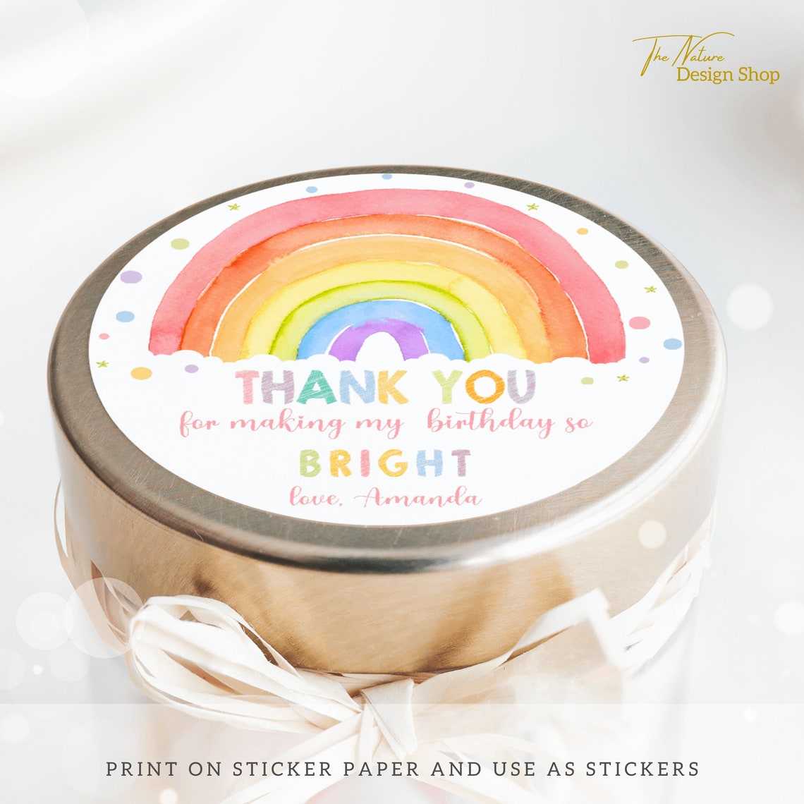 Editable Rainbow Favor Tag Rainbow Thank You Tag Rainbow Birthday Favor ...