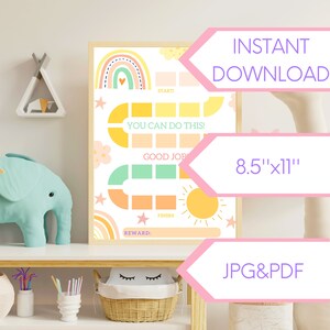 Boho Rainbow Reward Chart for Kids Daily Routine Chart Kids Chore Chart ...