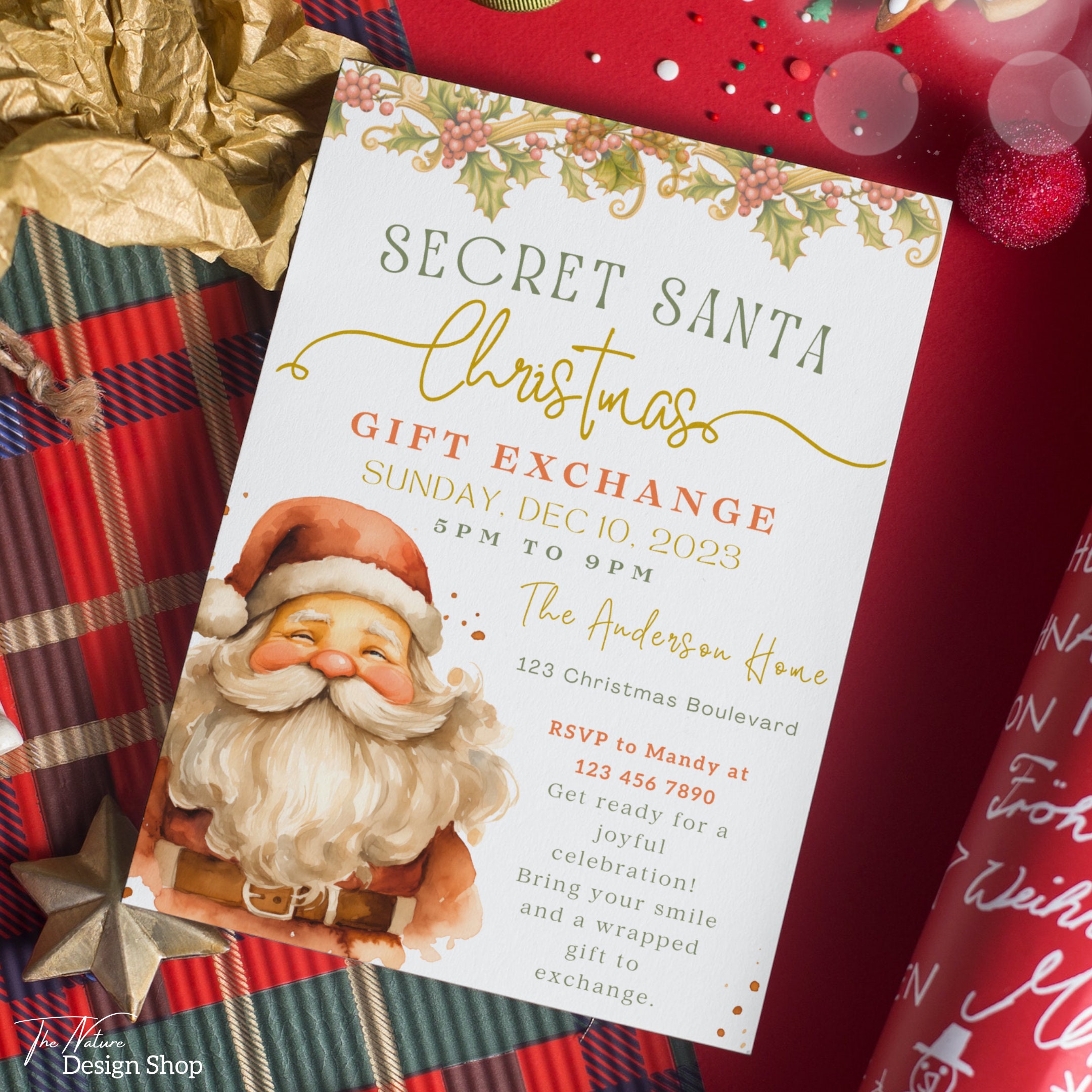 Secret Santa Invitation Secret Santa Invite Secret Santa Gift Exchange ...