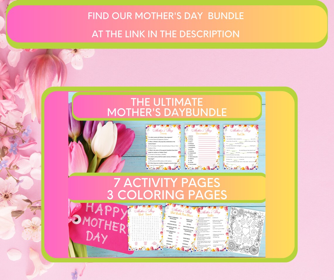 Mothers Day Trivia Game Mothers Day Kids Activities Mothers - Etsy