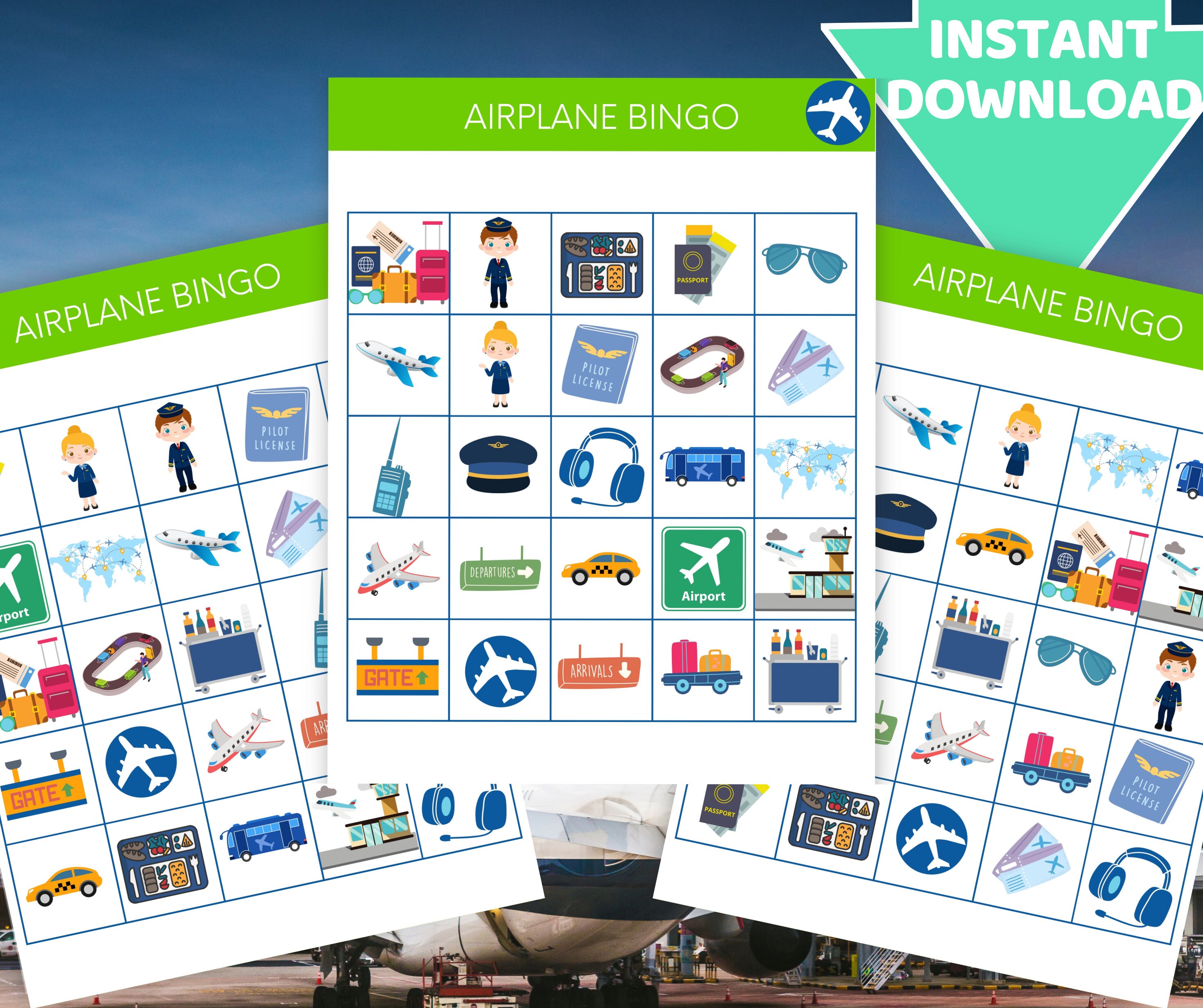 Airplane Kids Bingo Airplane Games Kids Airport Games Kids Flight Games ...