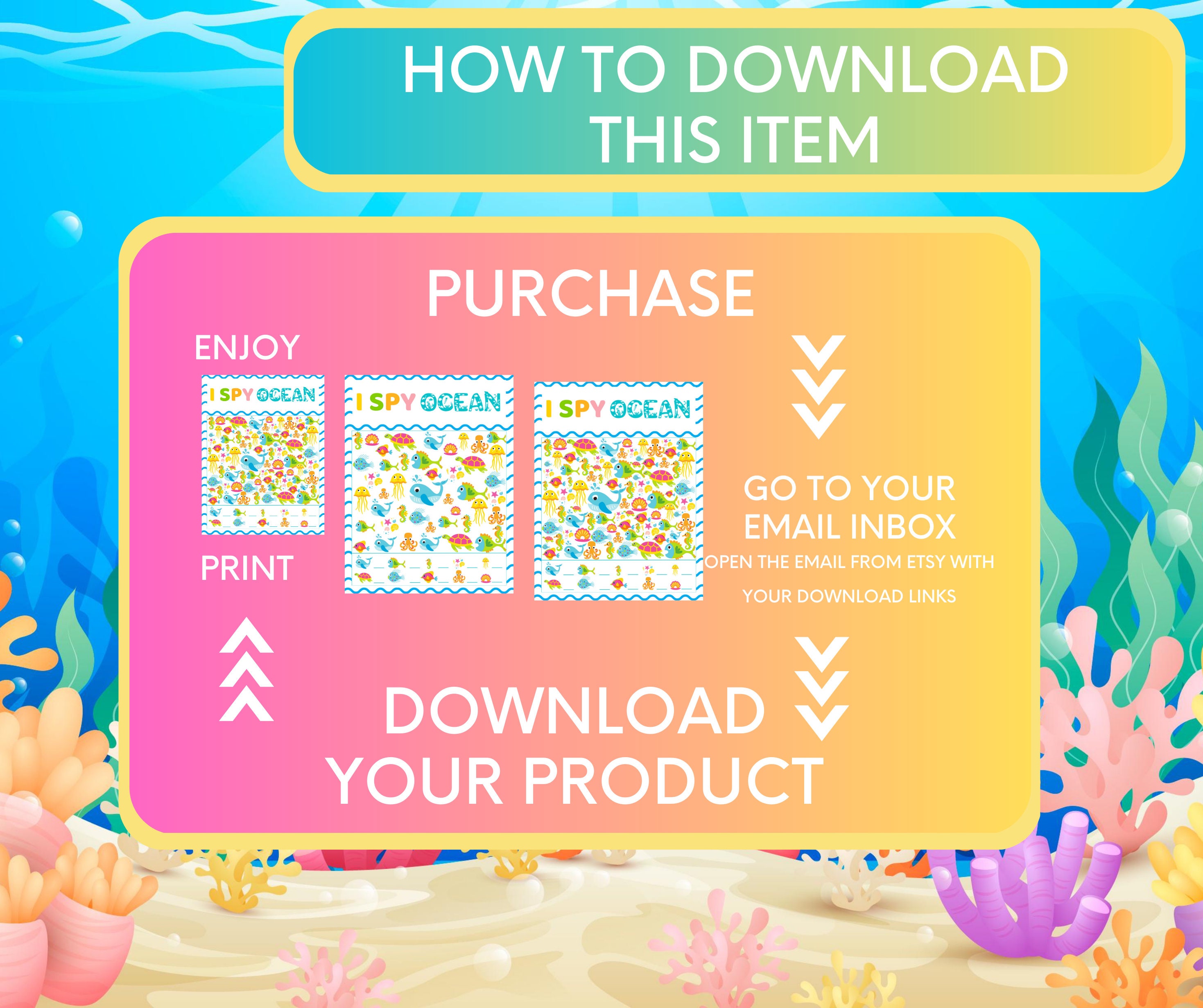 I Spy Ocean Game Kids Under the Sea Party Birthday Game Kids Summer ...