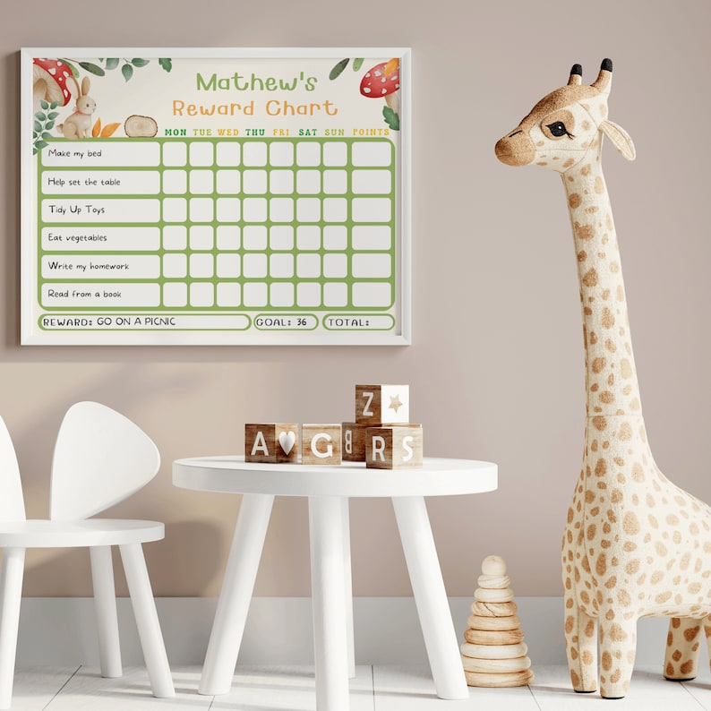 Editable Forest Animals Reward Chart Printable Behavior Chart Daily ...