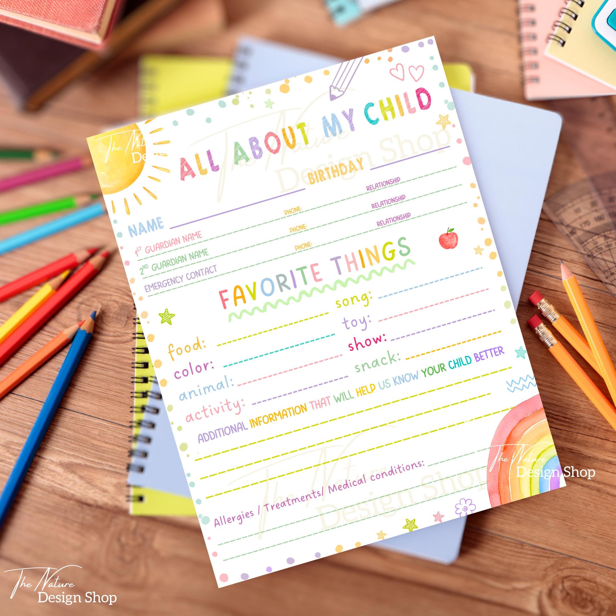 All About My Child Template All About My Child Form All About Me ...