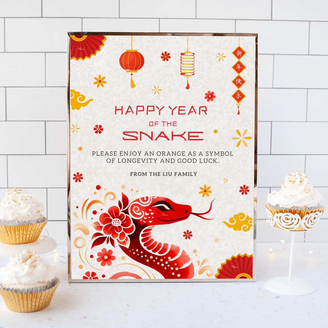 Editable Lunar New Year Snake Sign Chinese New Year Snake Printable ...