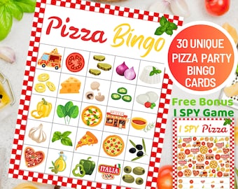 Pizza Bingo Pizza Birthday Bingo Game Kids Birthday Bingo Pizza Party ...
