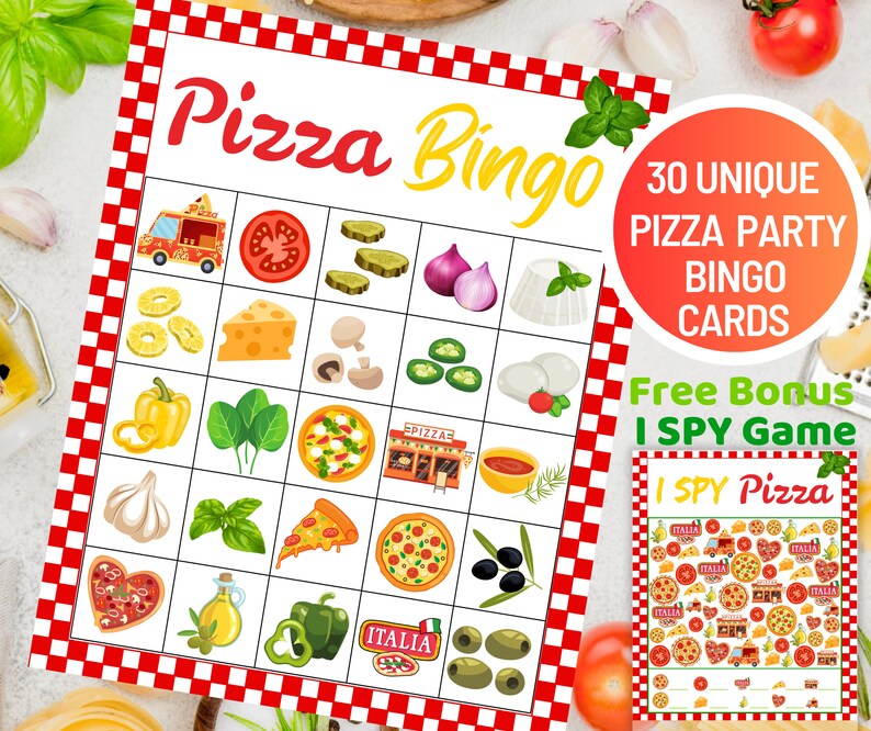Pizza Bingo Pizza Birthday Party Pizza Party Game Pizza Party Favors ...