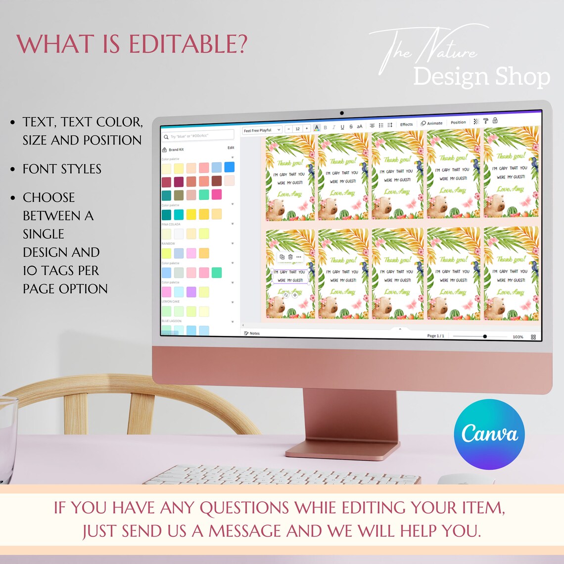 Editable Capybara Birthday Tag Capybara Favor Tags Capybara - Etsy