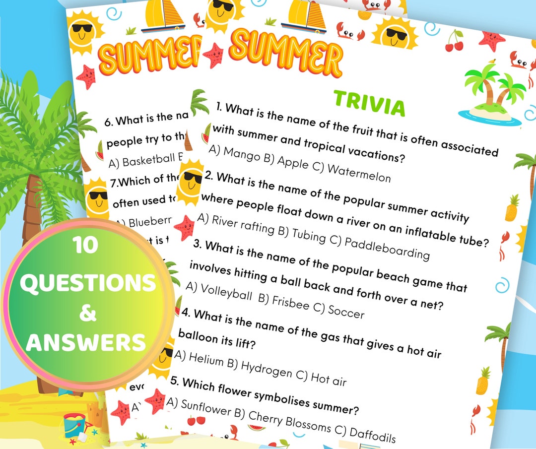 Summer Trivia Game Kids Summer Activities Kids Trivia Summer Game ...
