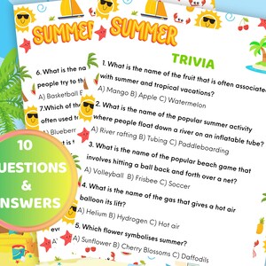 Summer Trivia Game Kids Summer Activities Kids Trivia Summer Game ...