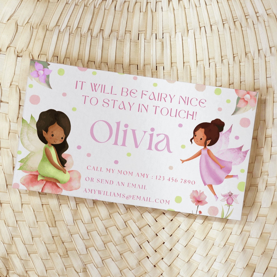 Fairy Calling Cards for Girls Keep in Touch for Kids Contact - Etsy