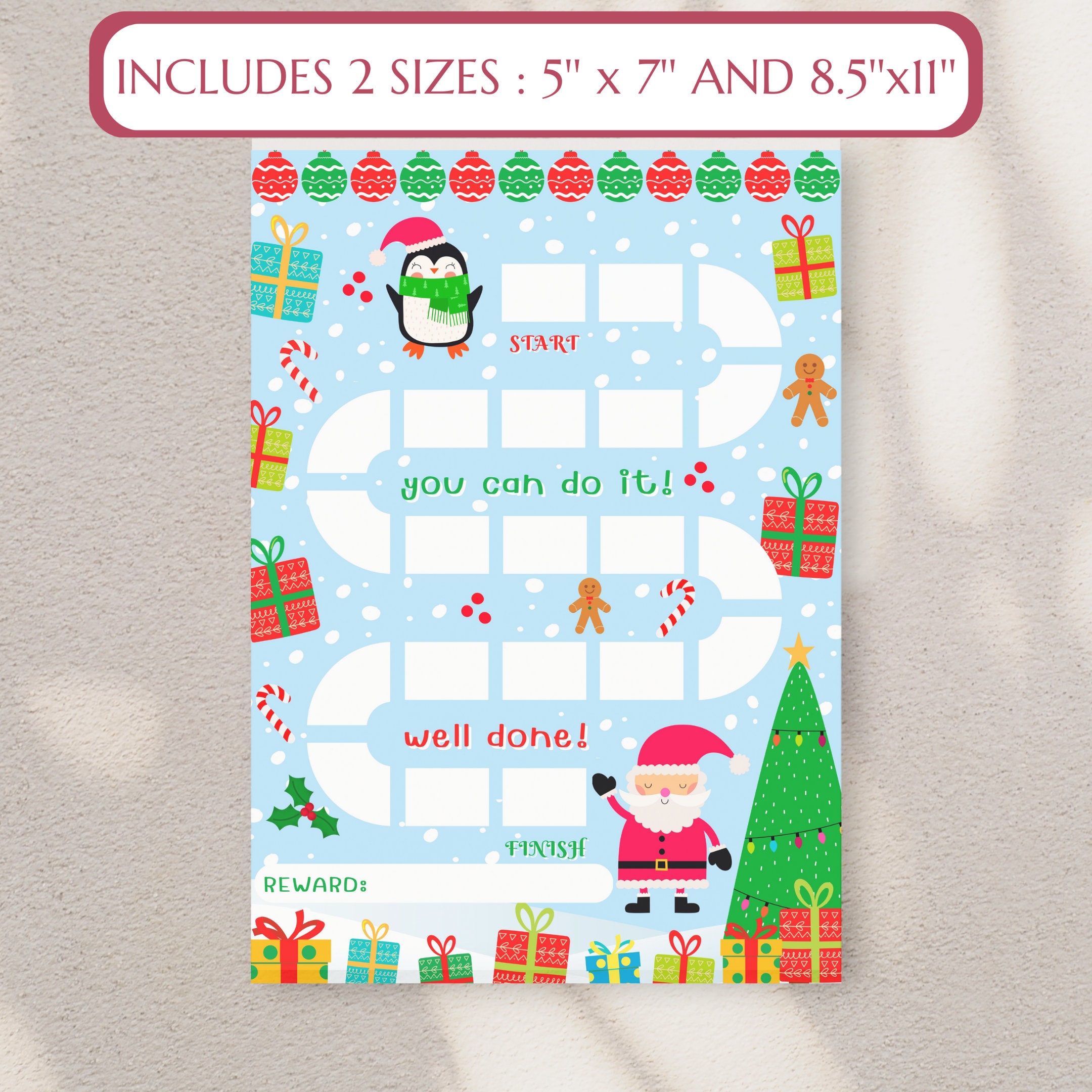 Christmas Reward Chart for Kids Daily Routine Chart Kids Chore Chart ...