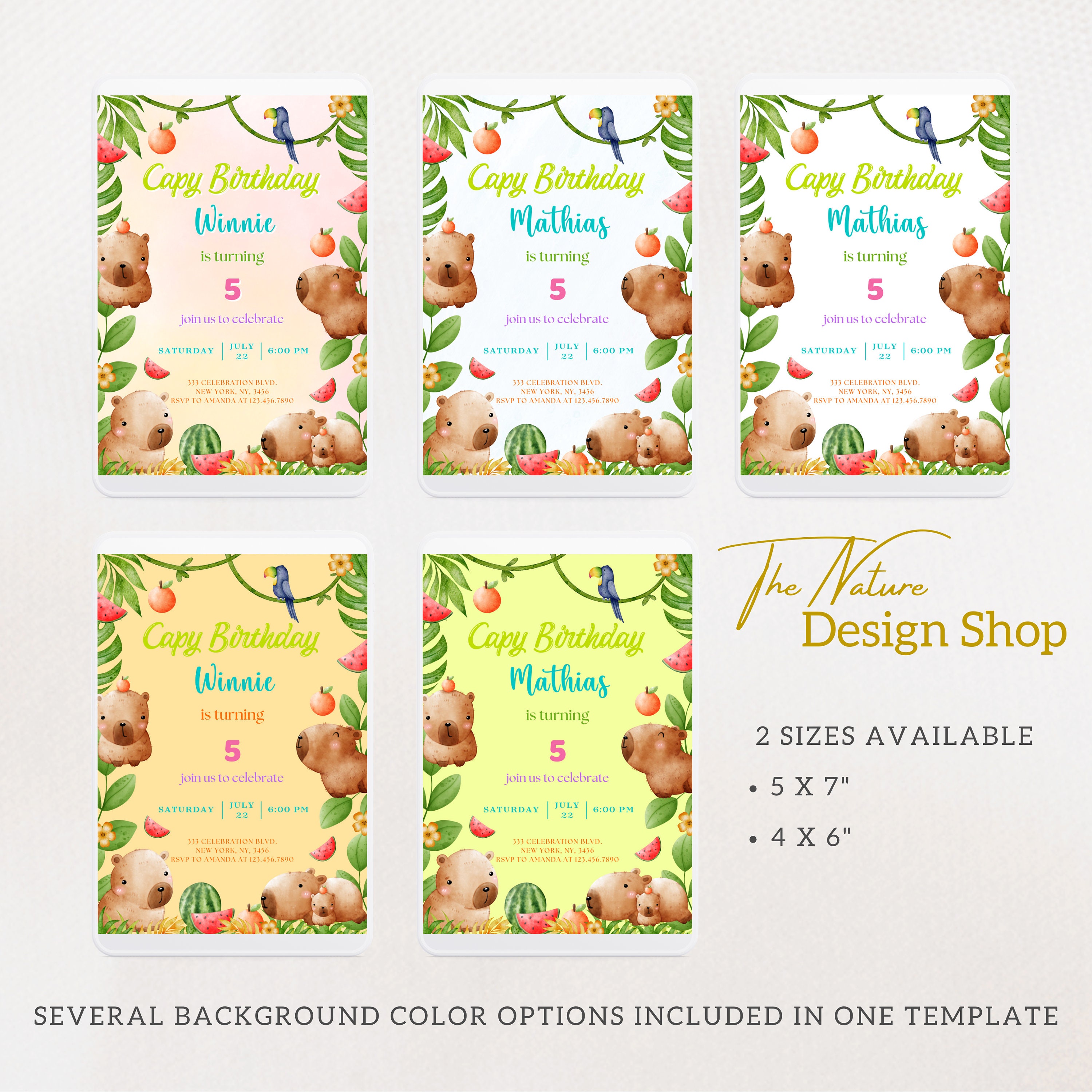 Capybara Birthday Invitation Capybara Girl Birthday Invitation 6th ...