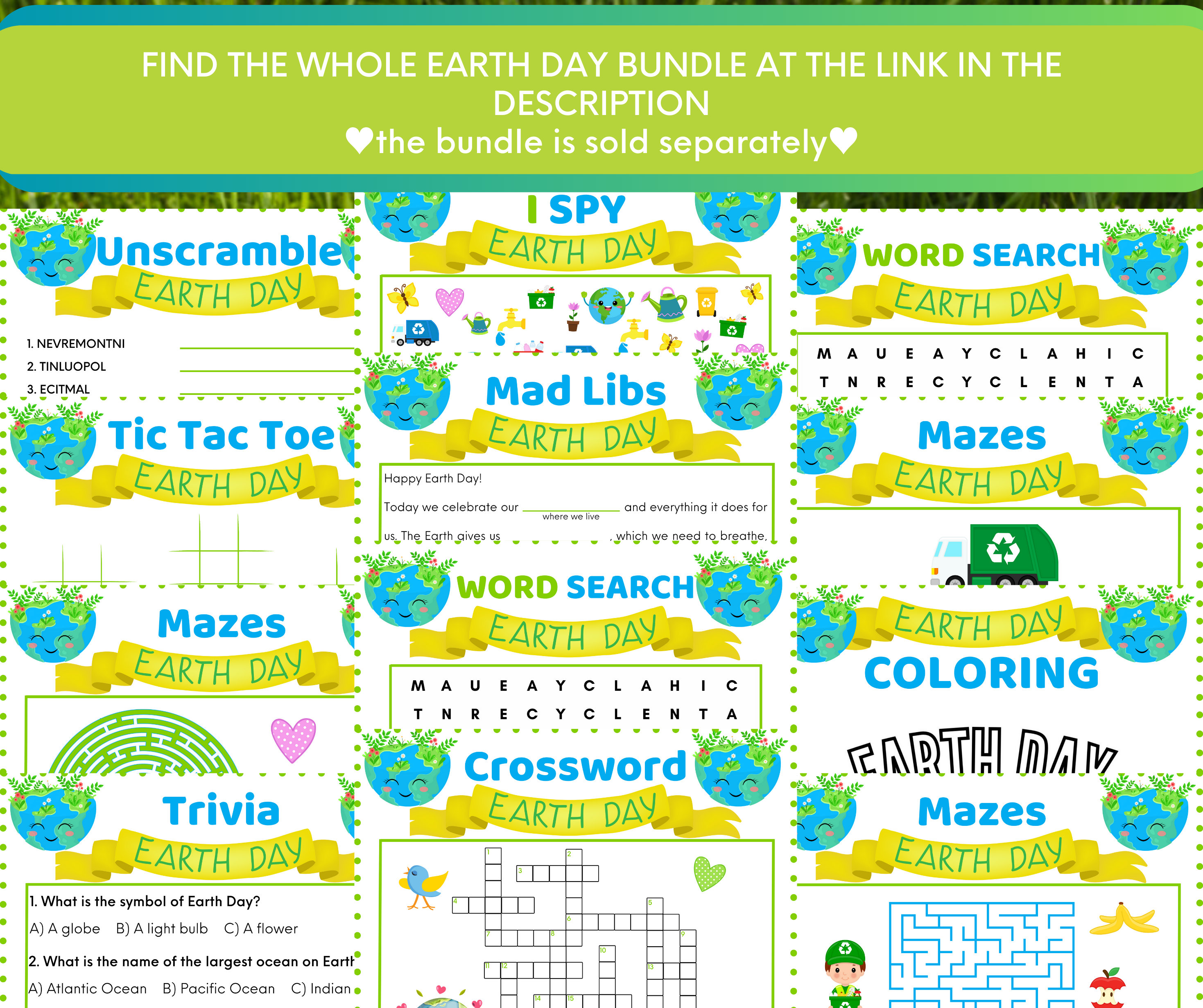 Earth Day Trivia Game Kids Earth Day Printable Games Earth Day Activity ...