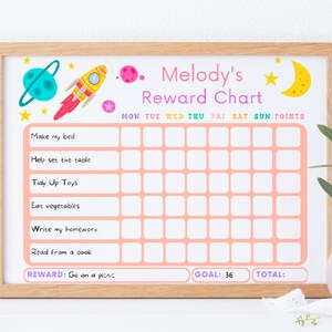 Editable Space Reward Chart Printable Behavior Chart Daily Chore Chart ...