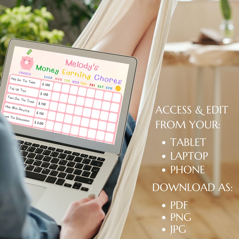 Kids Money Chart Kids Pocket Money Chart Earn Money Chore Chart for ...