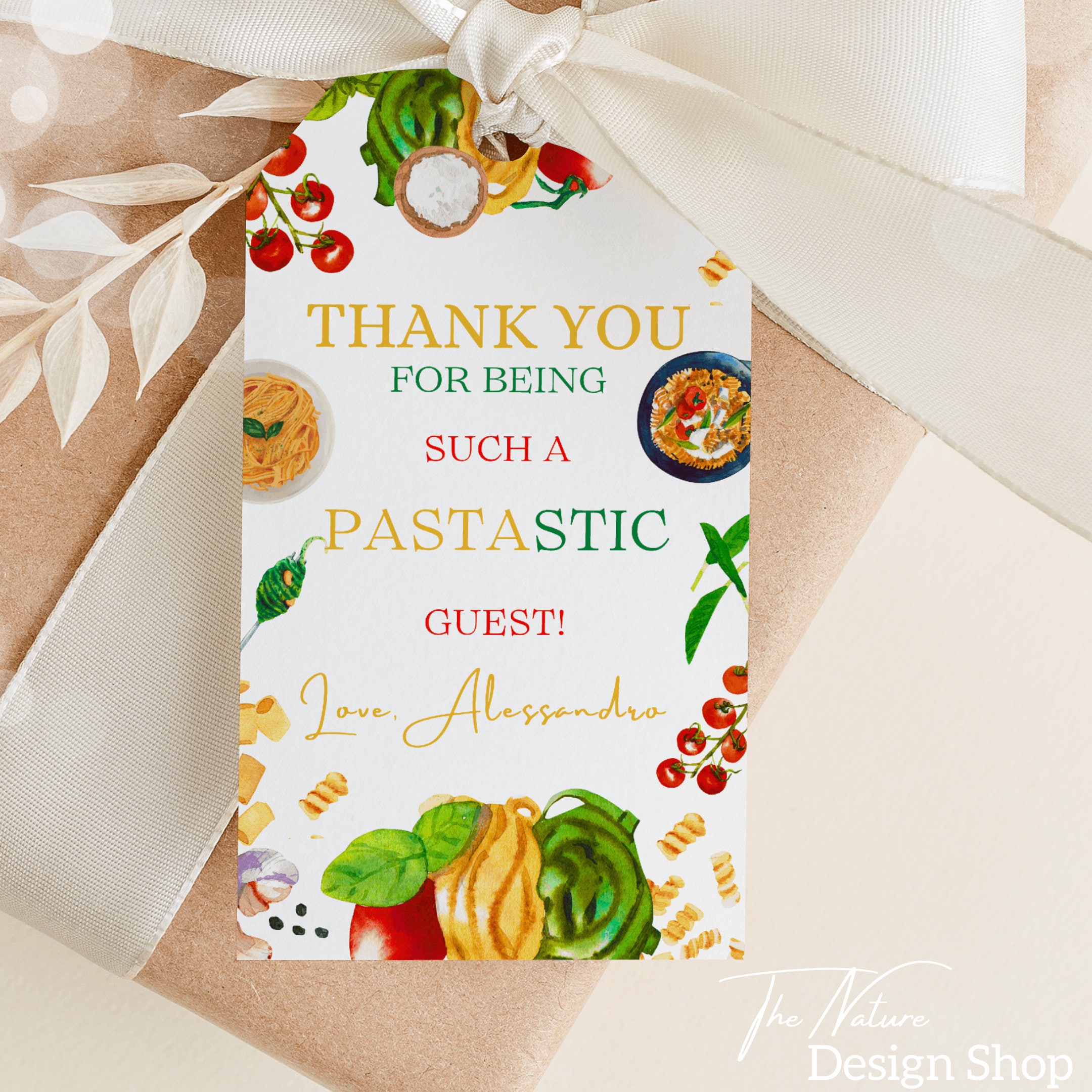 Editable Pasta Gift Tag Pasta Party Favor Tag Pasta Dinner Party ...