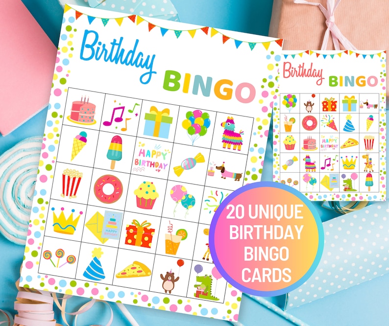 Birthday Bingo Game Kids Birthday Party Bingo Birthday Party Games Kids ...