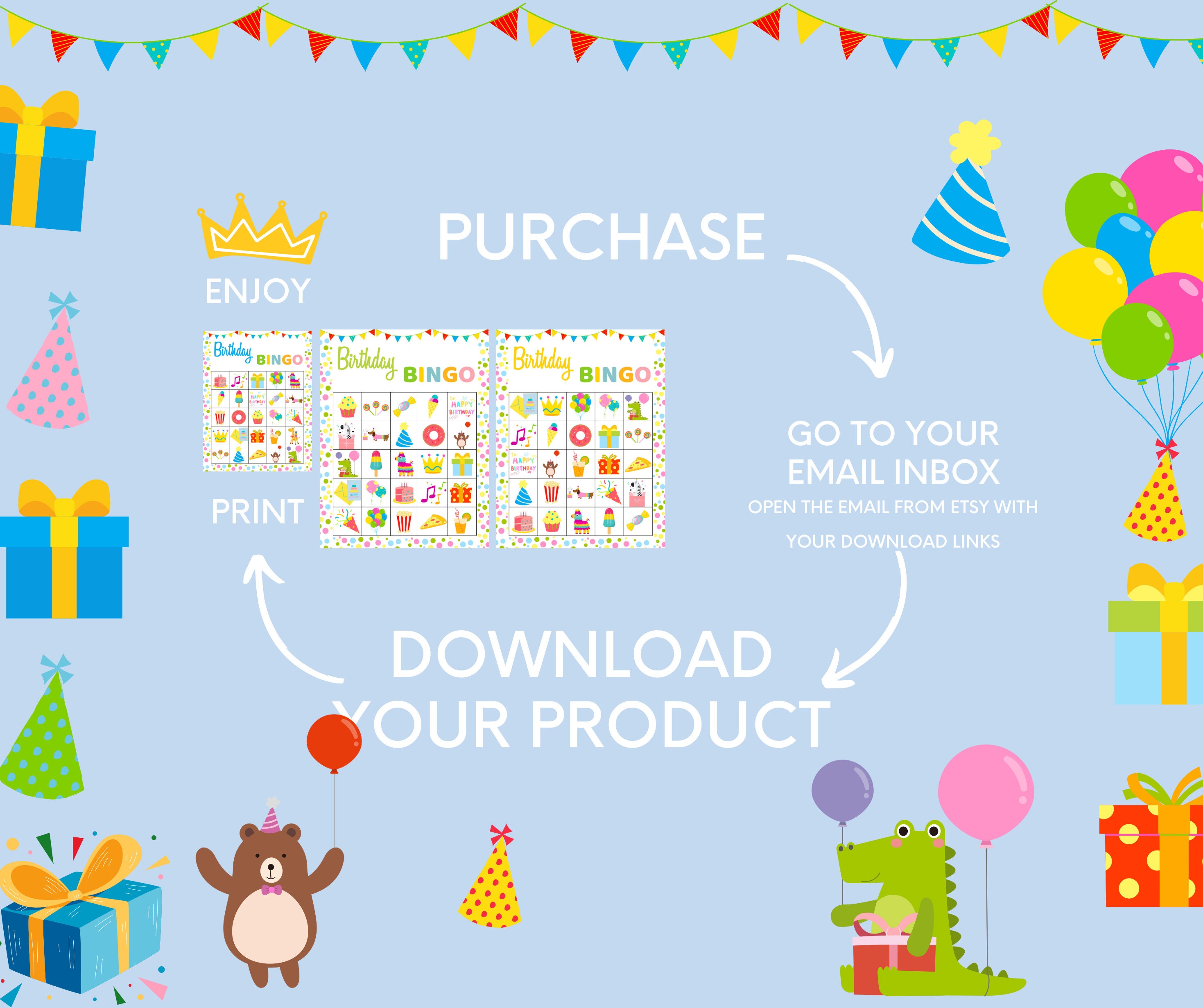 Birthday Bingo Game Kids Birthday Party Bingo Birthday Party Games Kids ...