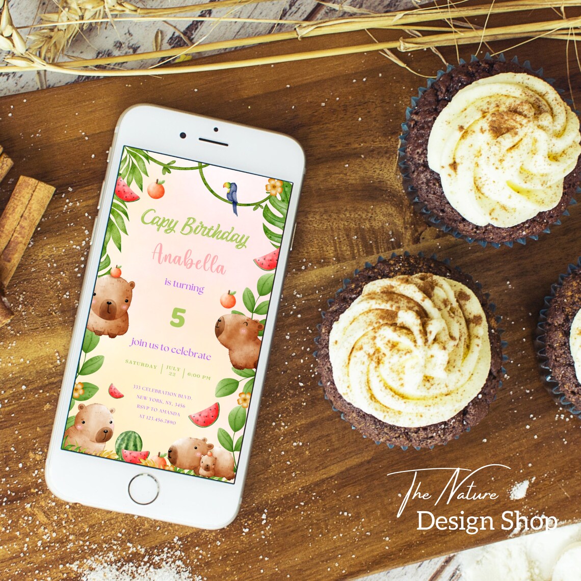 Capybara Birthday Invitation Capybara Girl Birthday Invitation - Etsy