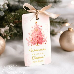 Pink Christmas Tag Pink Christmas Favor Tag Printable Pastel Christmas ...