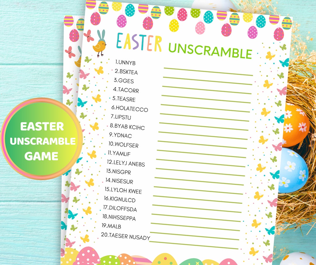 Easter Unscramble Game Easter Word Game Kids Easter Printable Activity ...