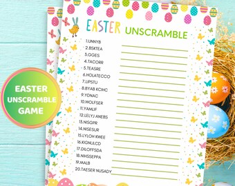 Easter Word Scramble Printable Easter Activity Easter Party Game for ...