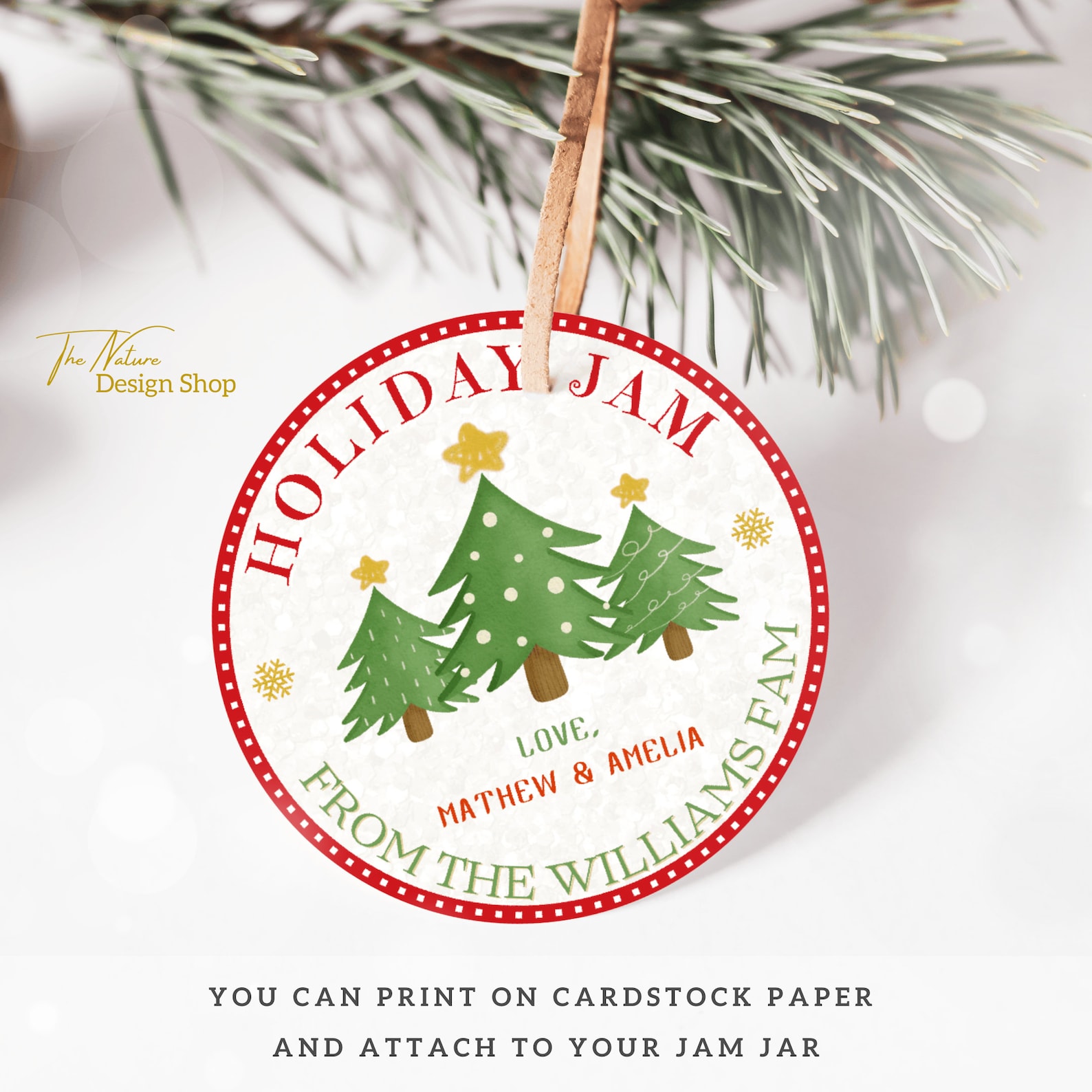 Holiday Jam Jar Label Christmas Jar Stickers Template Christmas Canning ...