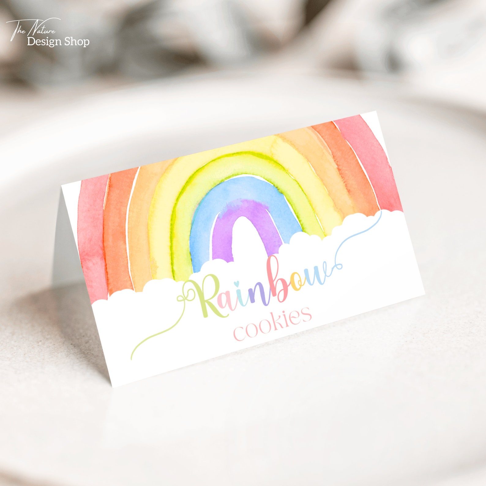 Editable Rainbow Food Label Tent Card Rainbow Name Tag Rainbow Place ...