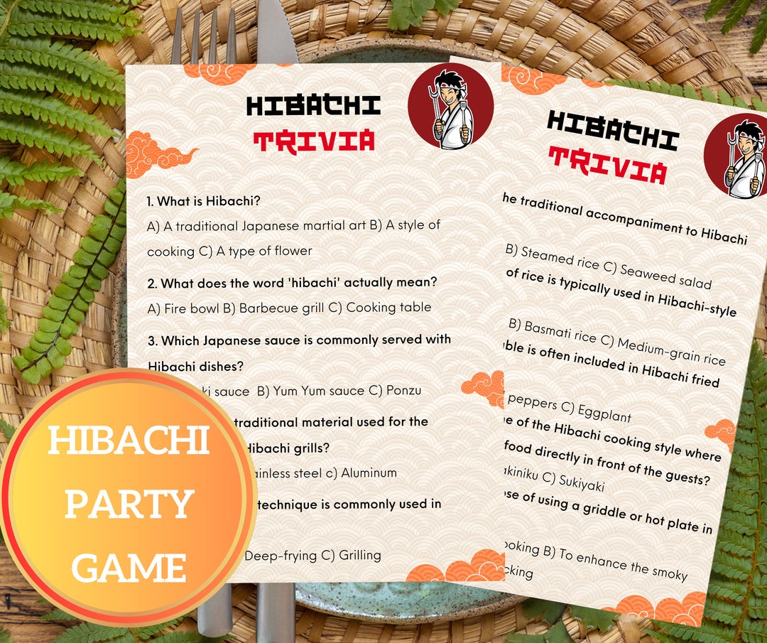 Hibachi Game Hibachi Party Favors Hibachi Birthday Party Hibachi Themed Party Hibachi Dinner ...