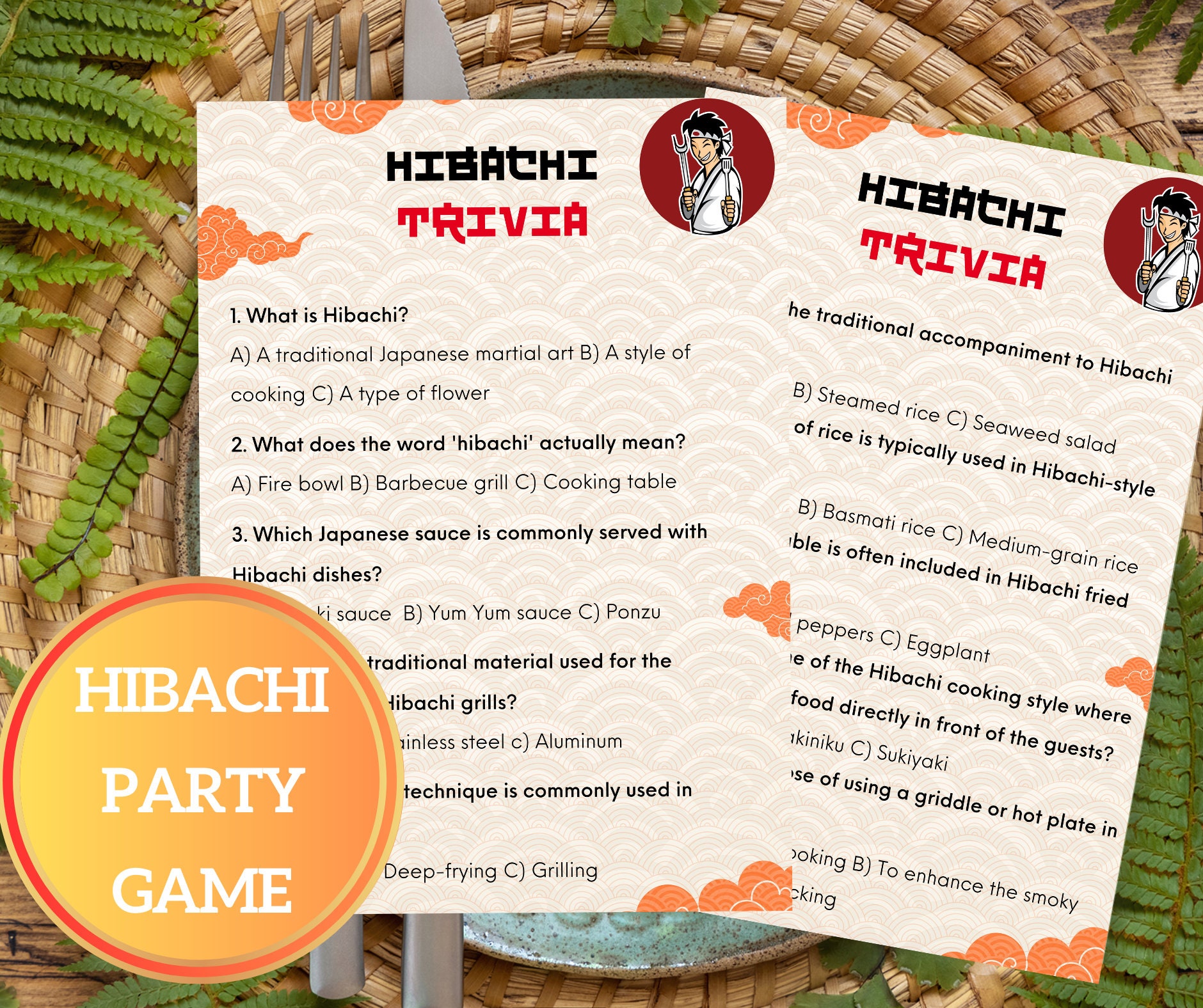 Hibachi Game Hibachi Party Favors Hibachi Birthday Party Hibachi Themed ...