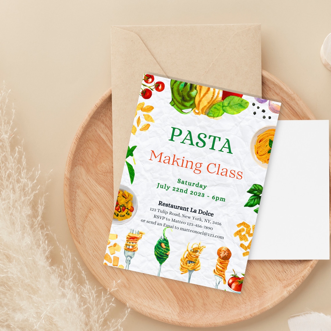 Editable Italian Pasta Making Party Invitation Italian Party Food ...
