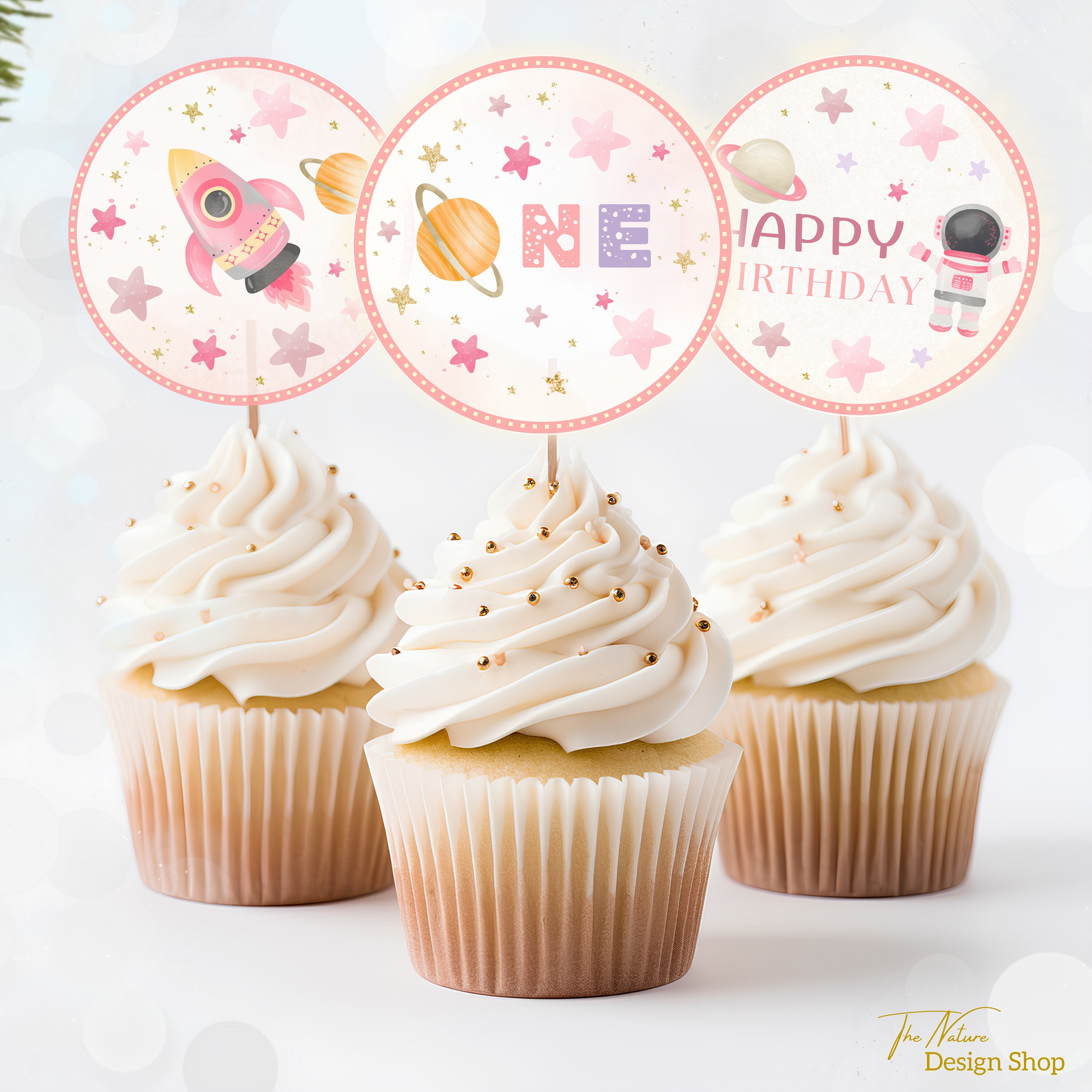 Editable Space Cupcake Topper Outer Space Cake Topper Space Birthday ...