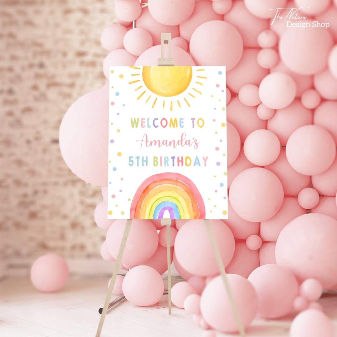 Editable Rainbow Welcome Sign Birthday Welcome Sign Rainbow Birthday ...