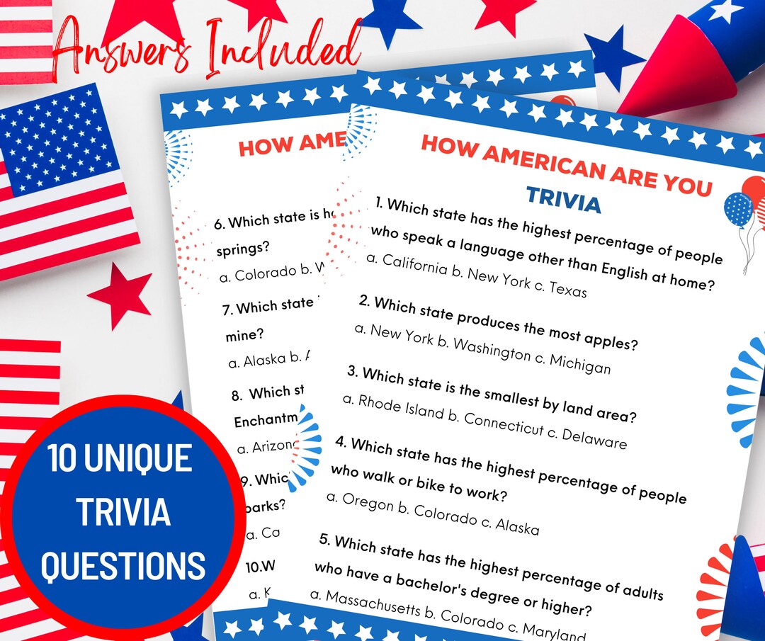 Fourth of July Trivia Game America Game Trivia Independence Day Kids ...