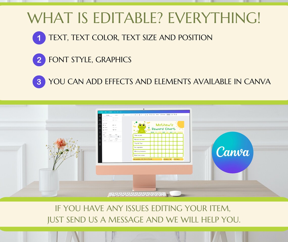 Editable Frog Reward Chart for Kids Daily Routine Chart Boys Chore ...