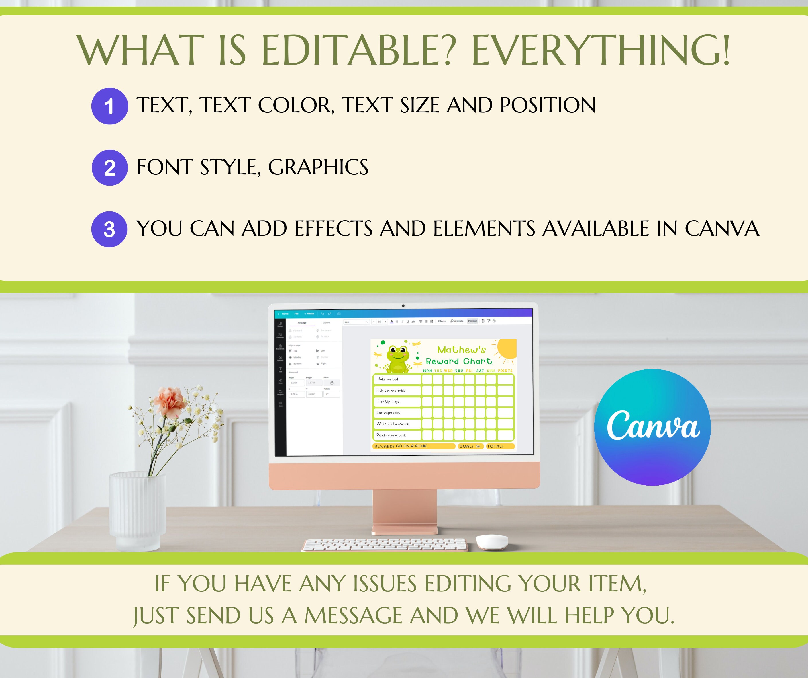 Editable Frog Reward Chart for Kids Daily Routine Chart Boys Chore ...