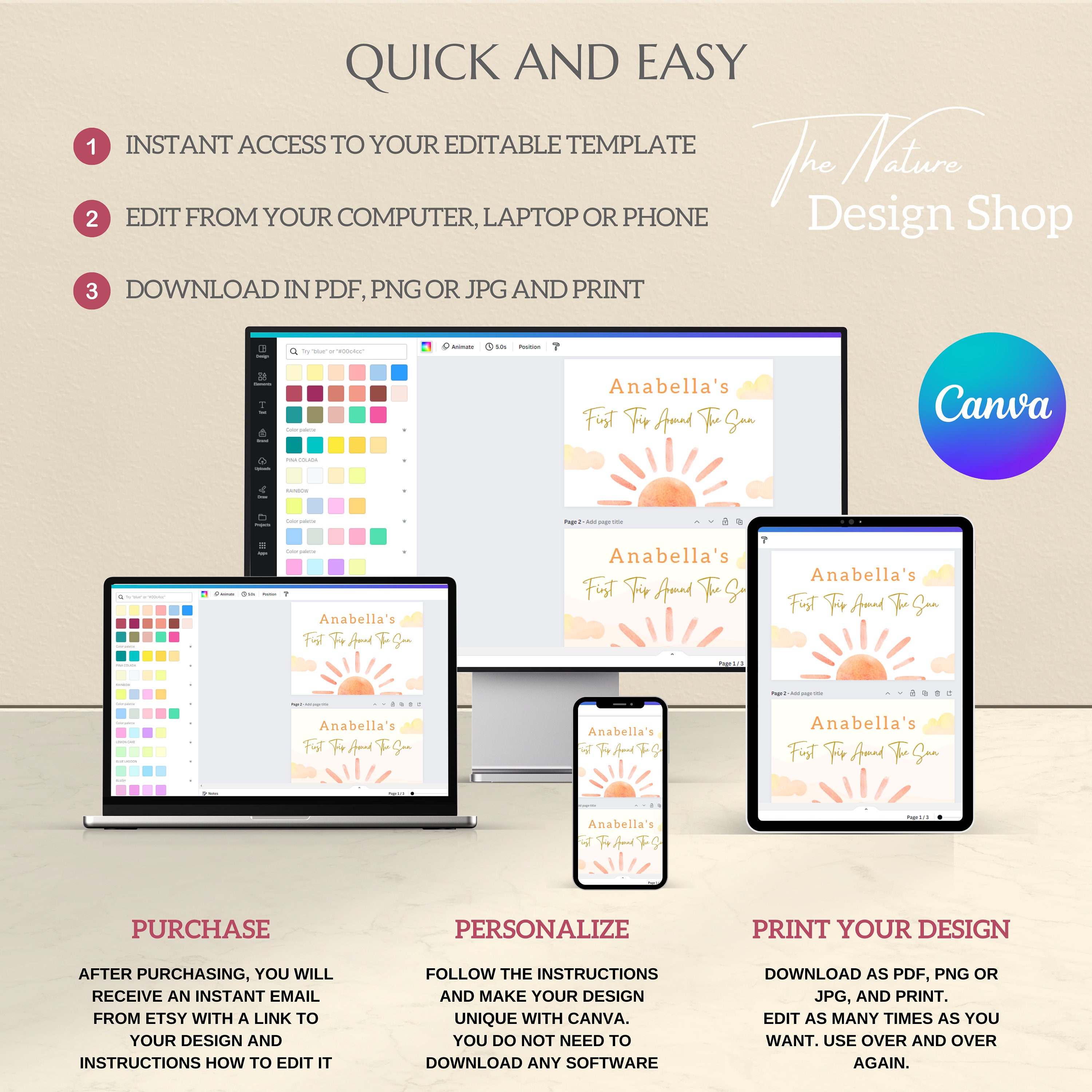 EDITABLE Sun Backdrop First Trip Around the Sun Backdrop 1st Trip ...